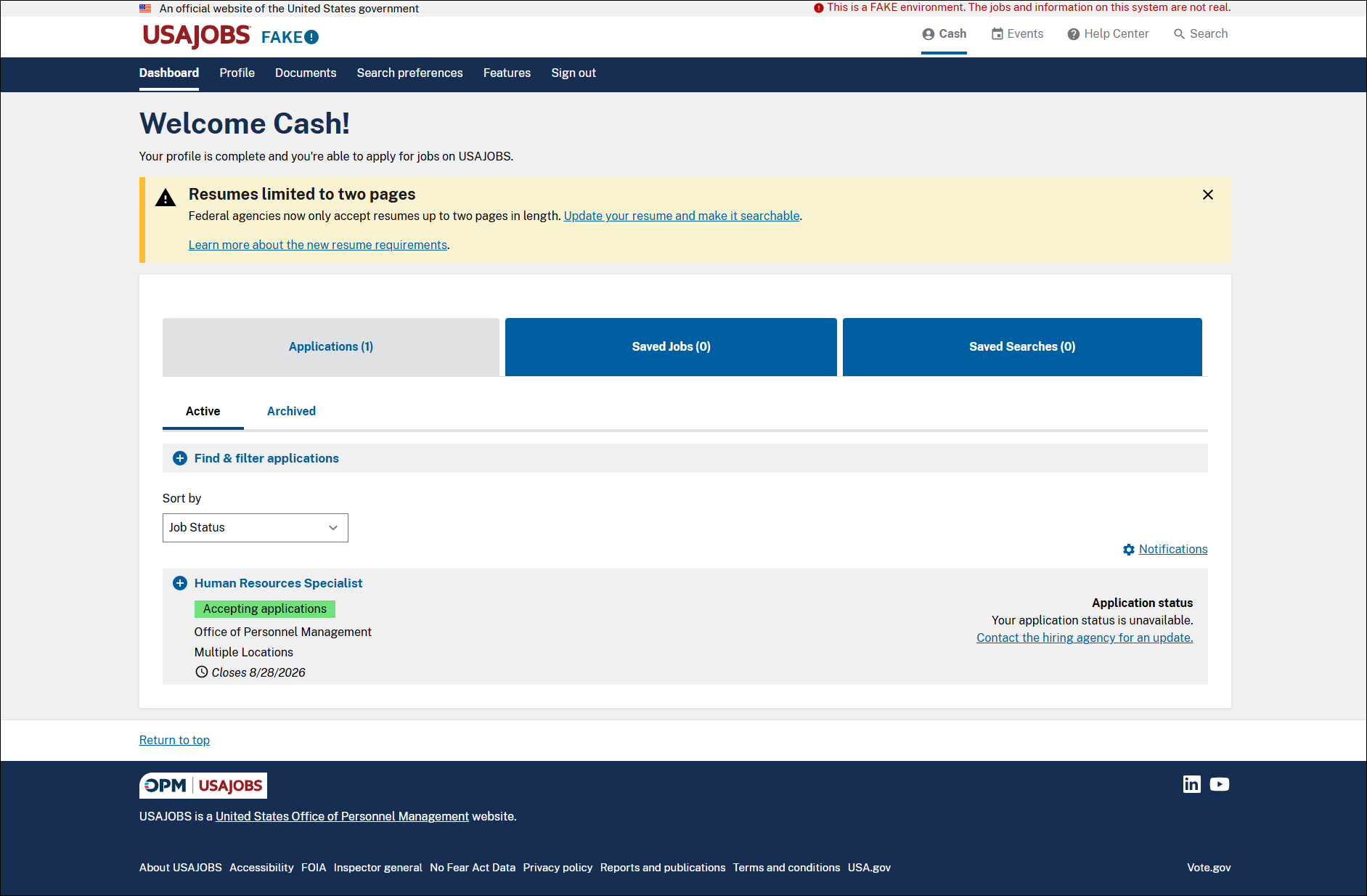 Application Training Exercise 1: Creating a Login.gov and Test USAJOBS ...