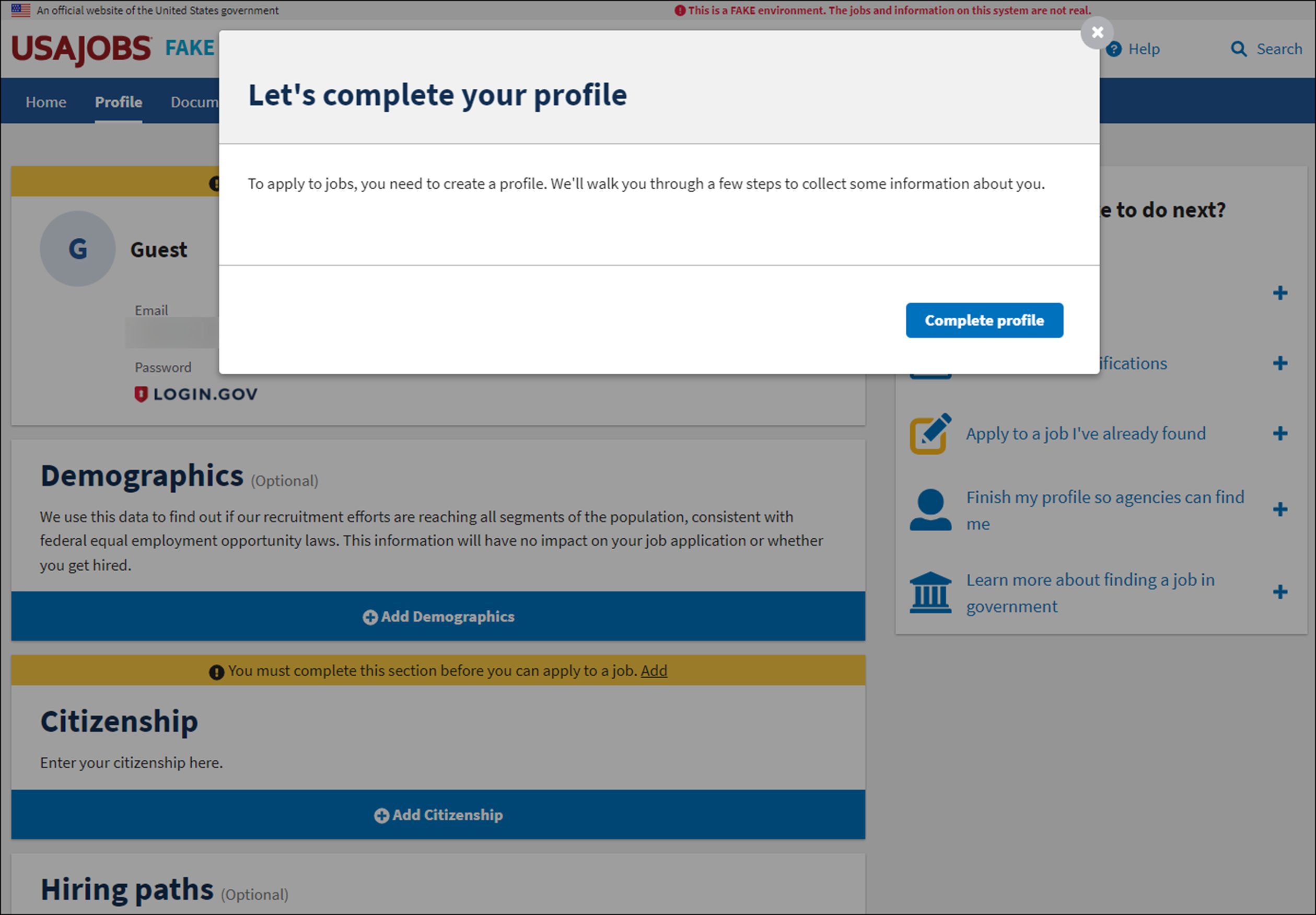 Application Training Exercise 1: Creating a Login.gov and Test USAJOBS ...